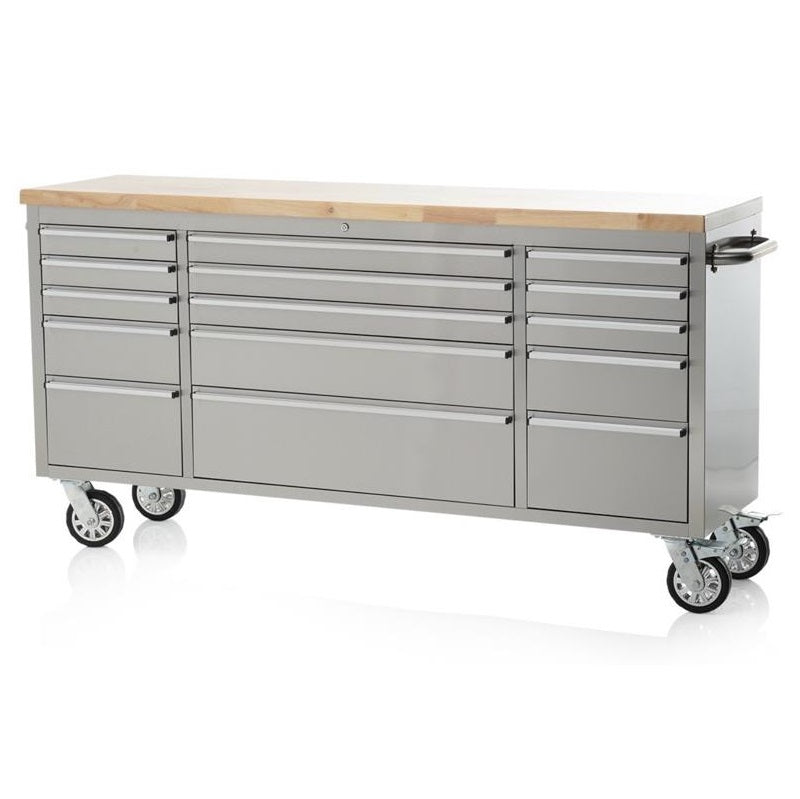 72" Stainless Steel 15 Drawer Work Bench Tool Box Chest Cabinet ...